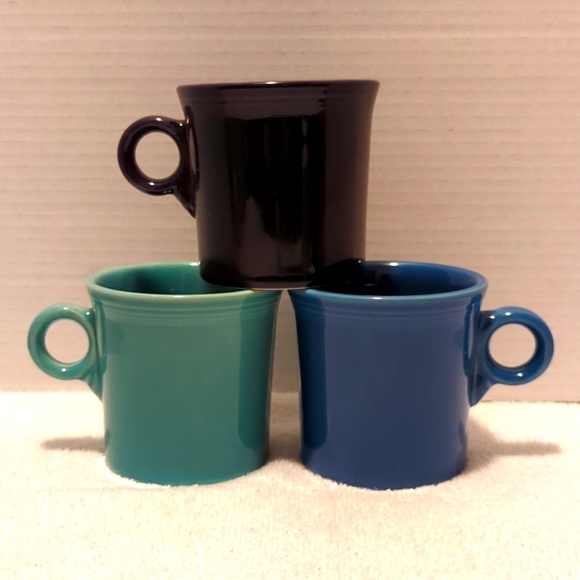 Fiesta | Dining | 3 Fiesta Ring Handle Mugs Purple Blue Teal Green ...